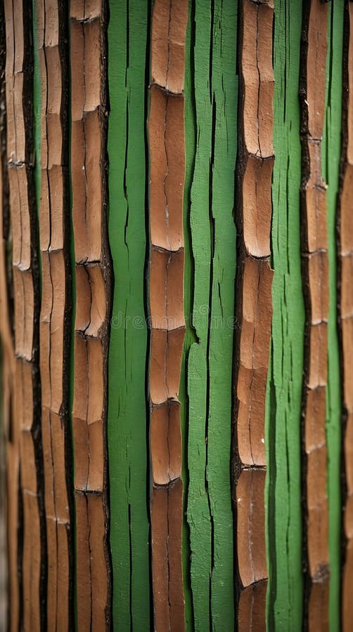 Vertical Bark Ridges Showcasing a Blend of Brown and Green in Natural ...