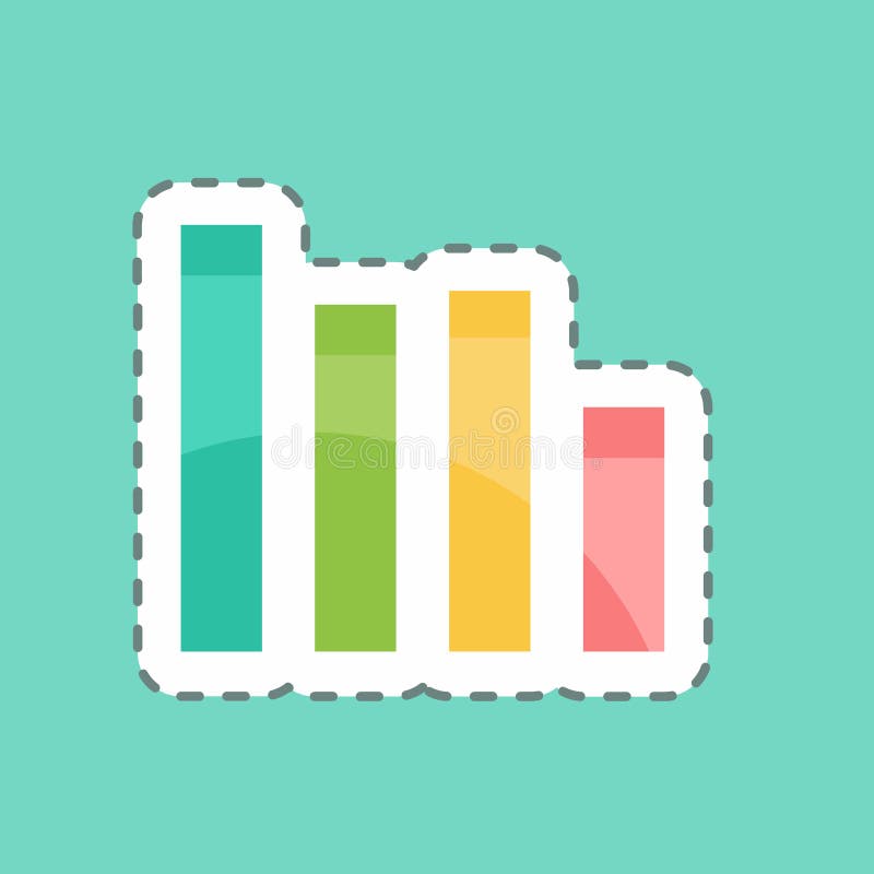 Vertical Bars Sticker in Trendy Line Cut Isolated on Blue Background ...