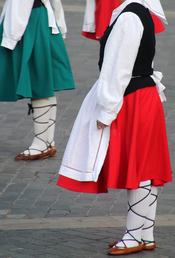 Vertical of Basque Folk Dancers in the Street Stock Photo - Image of ...