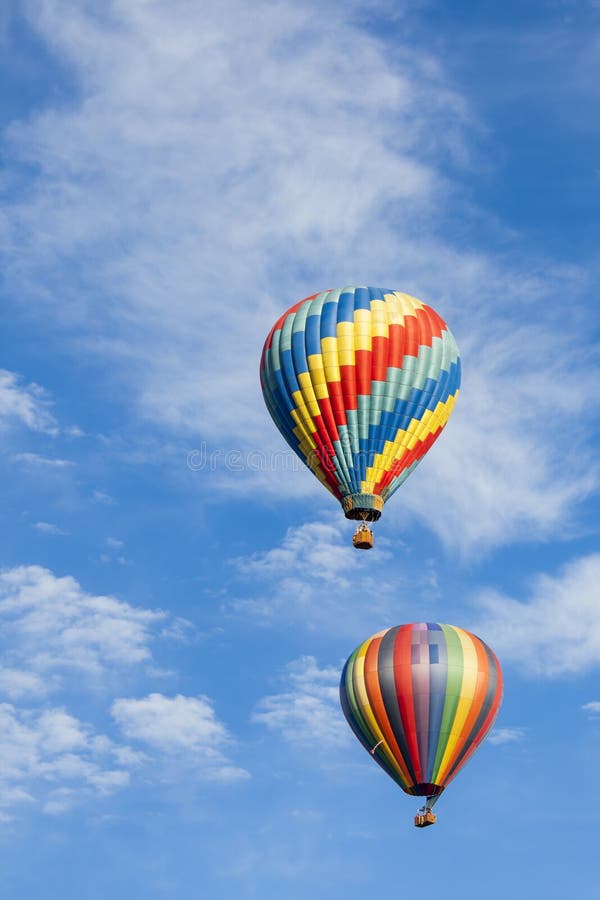 Vertical - Beautiful Hot Air Balloons Against a De Stock Image - Image ...