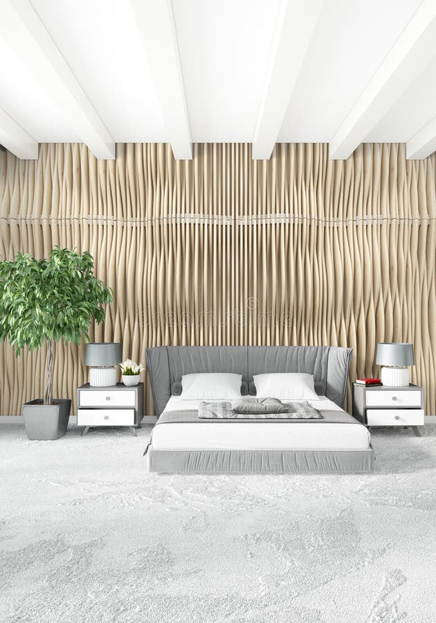 Vertical Bedroom Minimal or Loft Style Interior Design. 3D Rendering ...