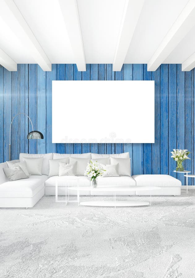 Vertical Bedroom Minimal or Loft Style Interior Design. 3D Rendering ...