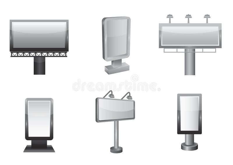 Vertical Billboard and Billboard Set. Vector Illustration Decorative ...