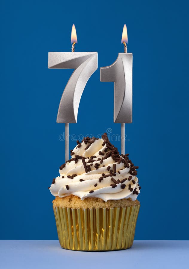 Birthday Number 71 Candle Lit Blue Background Stock Photos - Free ...