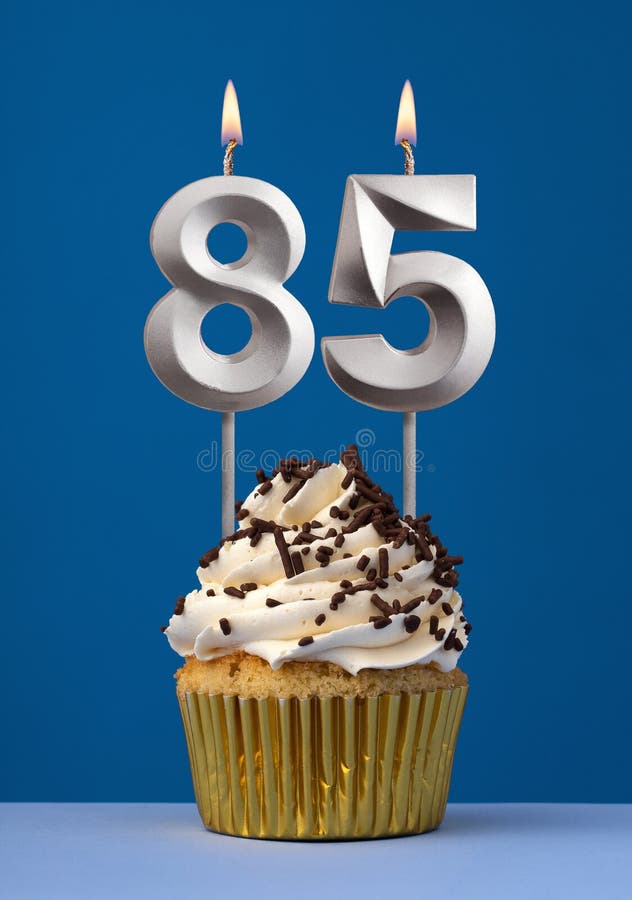 Birthday Number 85 Candle Lit Blue Background Stock Photos - Free ...