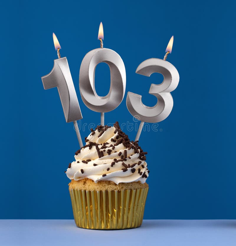 Birthday Card Candle Number 103 Chocolate Cake Black Background Stock ...