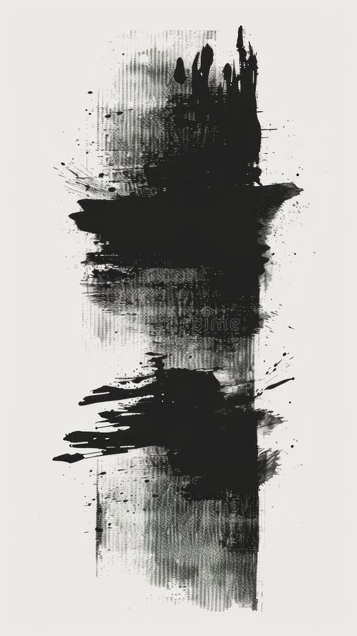 Vertical Black Abstract Paint Brushwork on White Stock Image - Image of ...