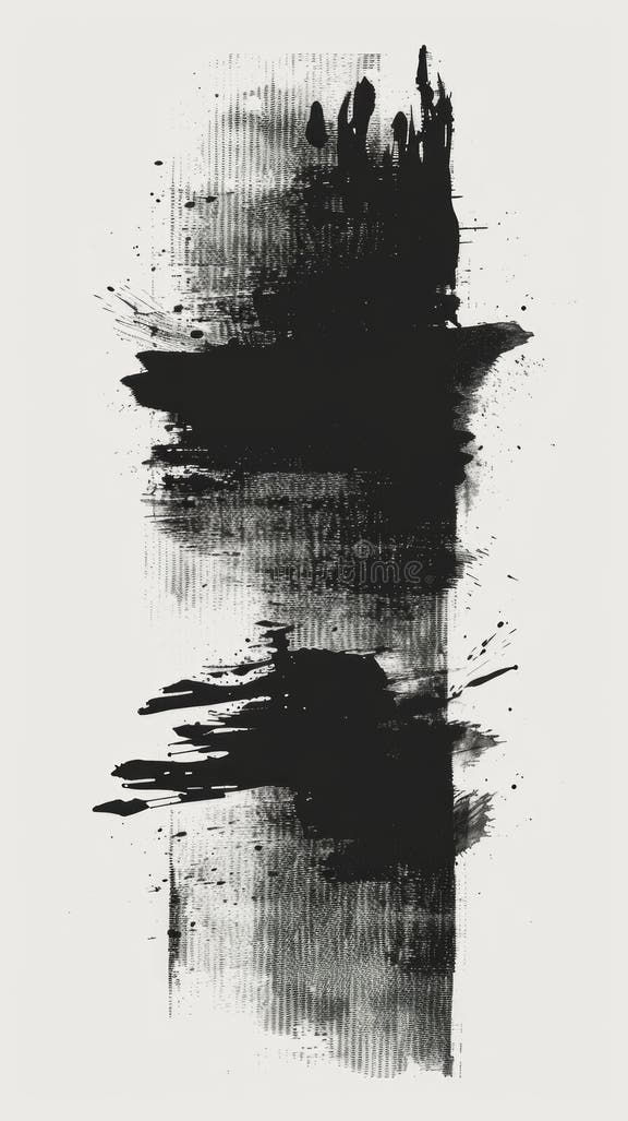 Vertical Black Abstract Paint Brushwork on White Stock Image - Image of ...