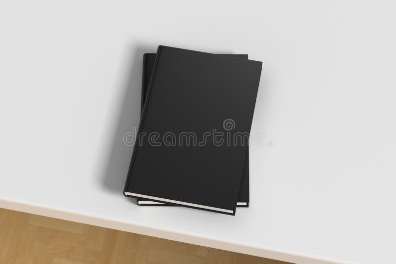 Vertical Black Hardcover Book Stack Mockup on the White Table Stock ...