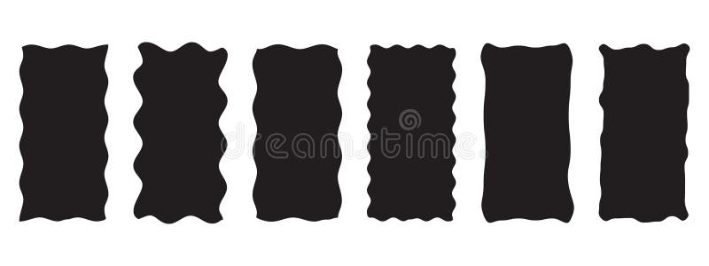 6 Vertical Black Rectangles with Jagged Edges. Vector Illustration of ...