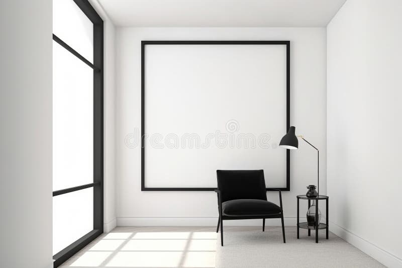 Vertical Black Wooden Frame Inside a Modern Interior. Mockup, Interior ...