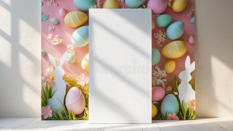 Vertical Blank Banner Poster with Easter Theme Stock Illustration ...