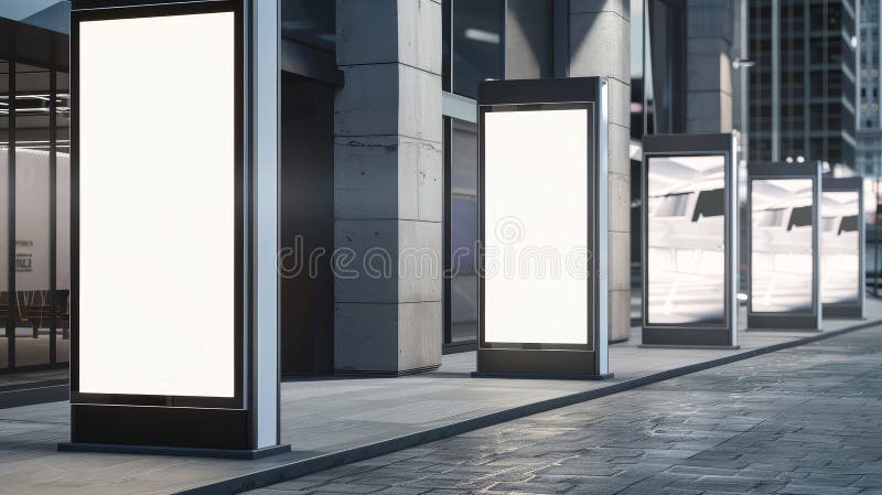 Vertical Blank Signboard Mockup Template for Media Display. Ai ...