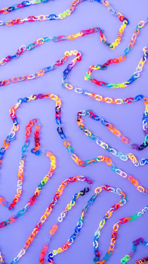 Vertical Blue Background with 90 S Curved Retro Plastic Chain Links ...