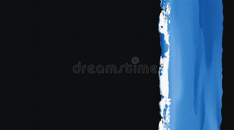 Vertical Blue Brushstroke on Black Background, Creating a Bold Abstract ...