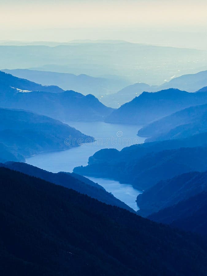 Vertical Blue Landscape of Hills Stock Image - Image of hills, blur ...
