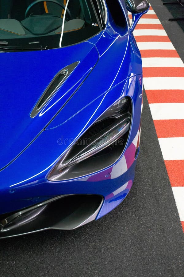 Vertical of a Blue McLaren 720s Front View Editorial Photography ...