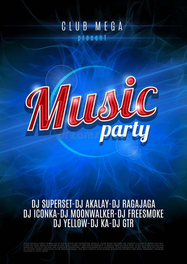 Vertical Blue Music Party Party Background With Place For Text On Blue ...