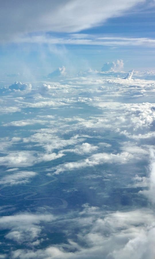 Vertical Blue Sky Cloudscape Background from Aerial View Stock Image ...