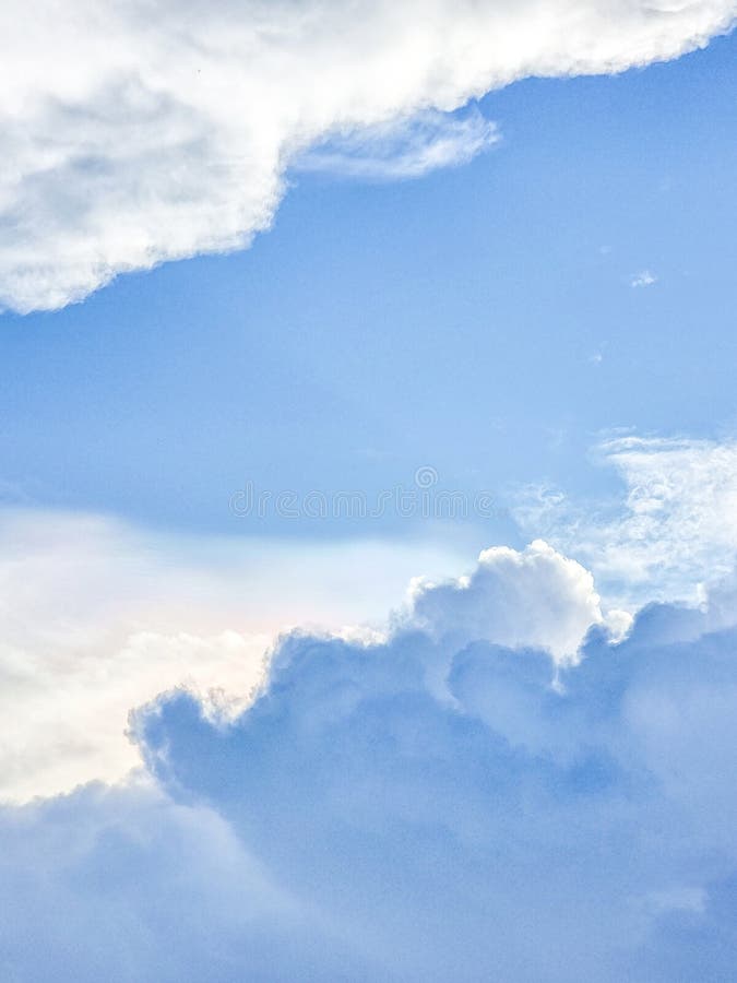 Vertical Blue Sky High Shape Outdoor Group of White Clouds Background ...