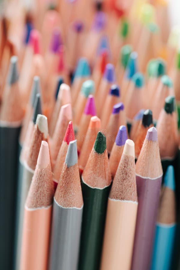 Vertical Blur Gradient Image of Tightly Packed Crayons in a Stack ...