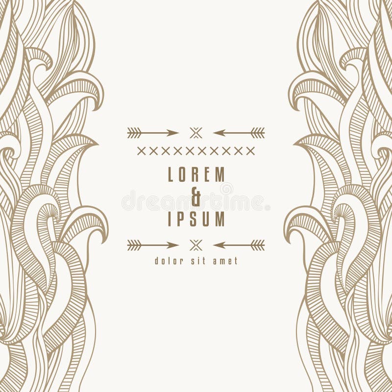 Vertical Border with Doodle Waves Stock Vector - Illustration of retro ...