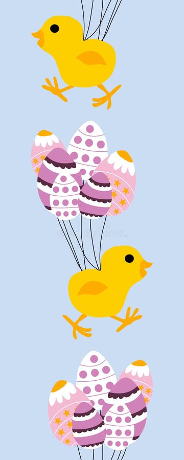 Vertical Border with Easter Chicken and Egg Balloons Stock Illustration ...