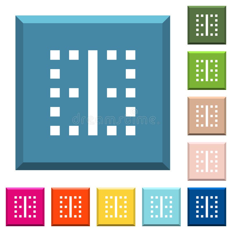 Vertical Border White Icons on Edged Square Buttons Stock Vector ...