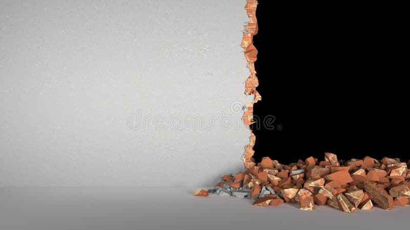 Vertical Break in a Brick Wall Covered with Plaster Stock Illustration ...