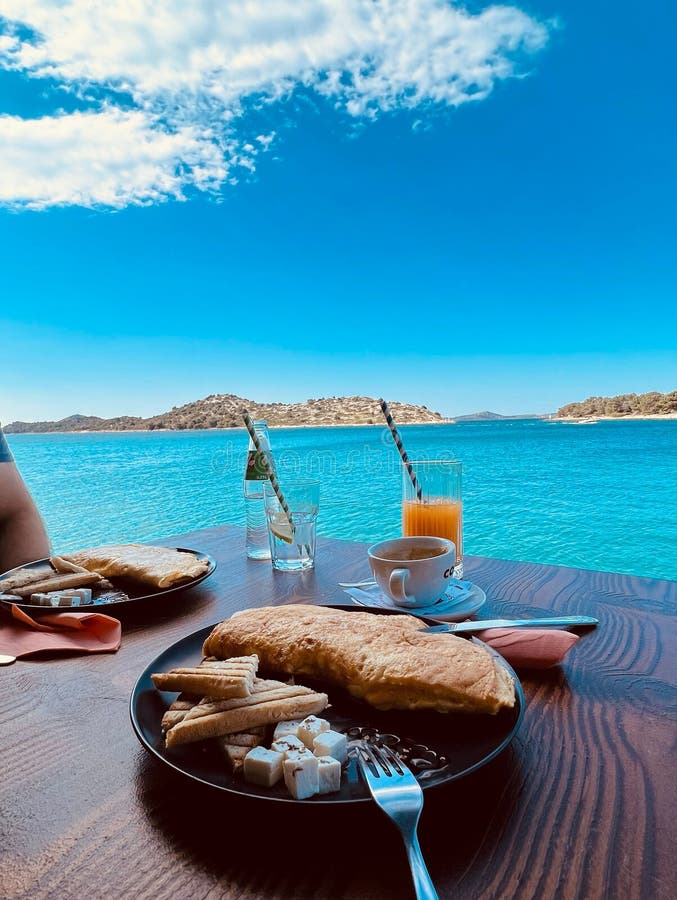 Vertical of a Breakfast for Two Served by a Beach Stock Image - Image ...