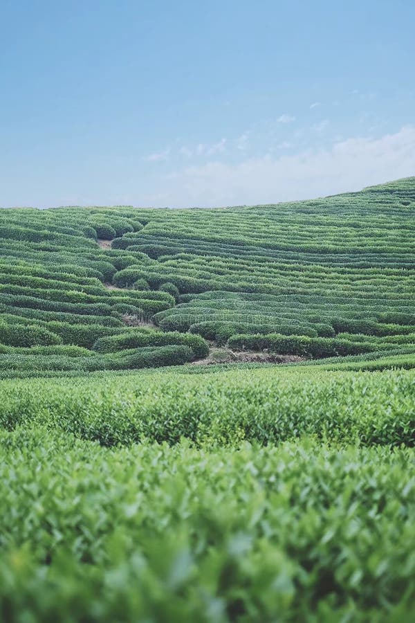 Vertical Breathtaking View of a Hill Covered with Rows of Boxwood, on a ...