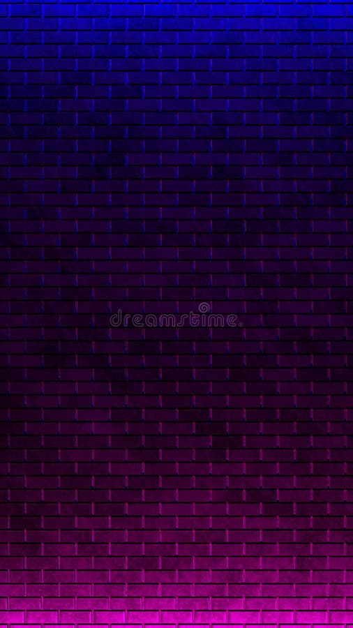 Brick Wall, Background, Neon Light Purple Green 3D Render Stock ...