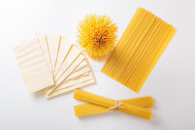 A Vertical Bunch and a Bunch of Raw Spaghetti Tied with String. Bundle ...