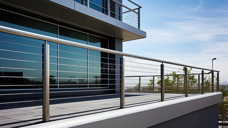 Vertical cable railing stock illustration. Illustration of ...