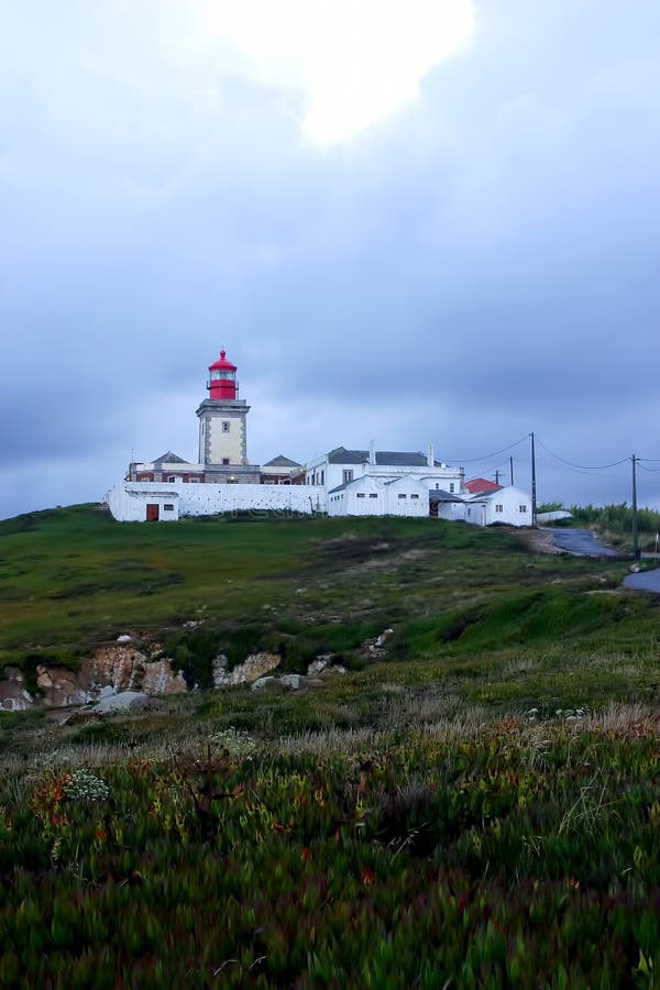Vertical of the Capo Da Roca Lighthouse in Portugal Stock Image - Image ...