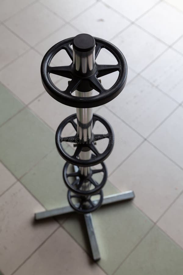 Four Car Wheels Stand Vertically in Corner of Garage Stock Photo ...