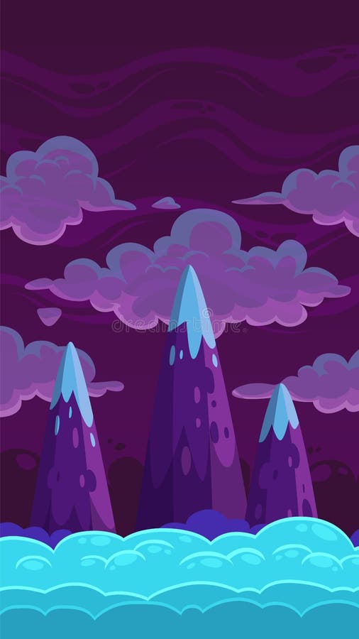 Cartoon Vertical Volcano Landscape Stock Illustration - Illustration of ...