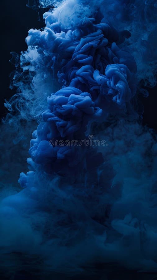 A Vertical Cascade of Deep Blue Smoke Billows with an Ethereal Quality ...