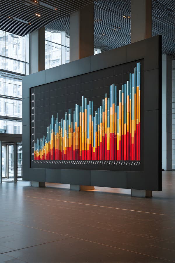 Vertical Chart Display of Rising Court Case Data on a Large Wall Screen ...