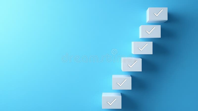 Vertical Checklist with Checkboxes on Blue Background Stock Photo ...