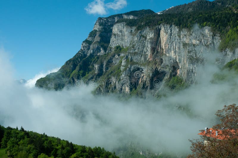 Vertical Cliffs of, Dolomite Mountain Range, in Early Morning Light and ...
