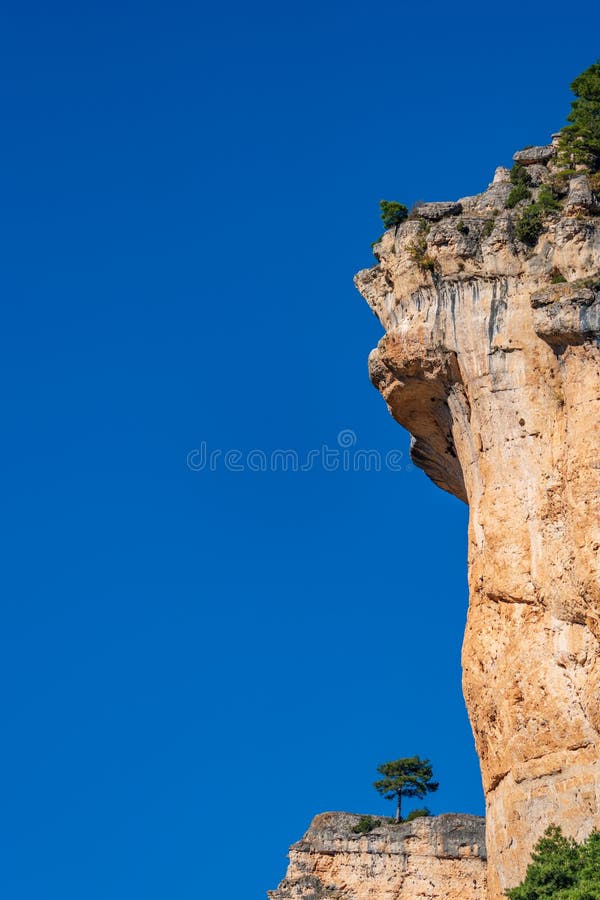 Vertical Cliffs and Trees Near Deep Blue Sky Stock Image - Image of ...