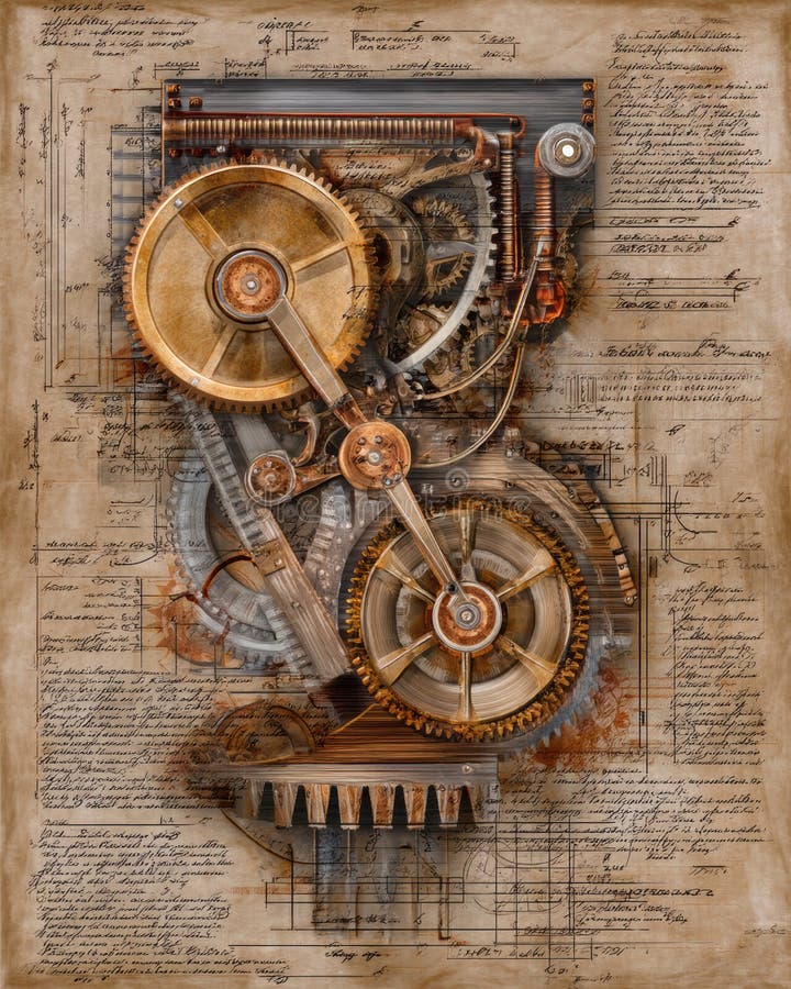 Vertical Clock Drive with Exposed Gear Array Stock Illustration ...