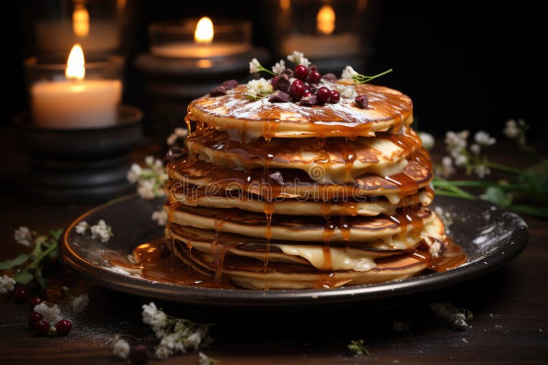 Vertical Close of High Angle of Raw Vegan Pancakes in an Aesthetic ...