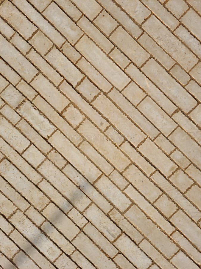 Vertical Close-Up of Diagonal Beige Lime Stone Brick Paving in Riyadh ...