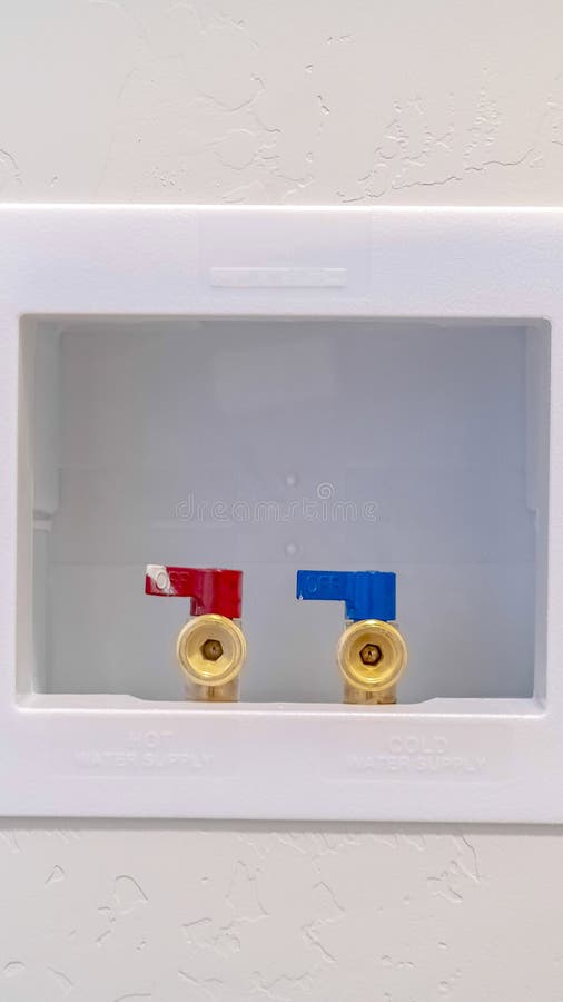 Vertical Close Up of Hot and Cold Water Laundry Connection Stock Image ...