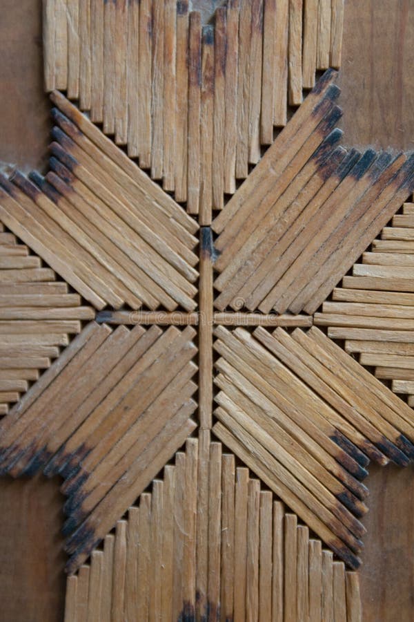 Vertical Close Up of Rustic Match Stick Art. Stock Image - Image of ...