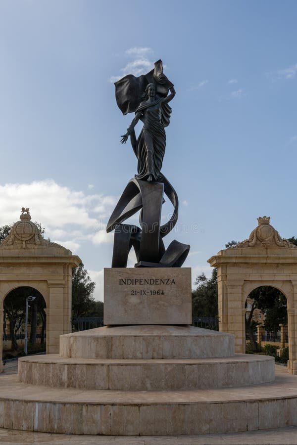 Vertical Close-up View of the Statue of Independence of Malta in ...