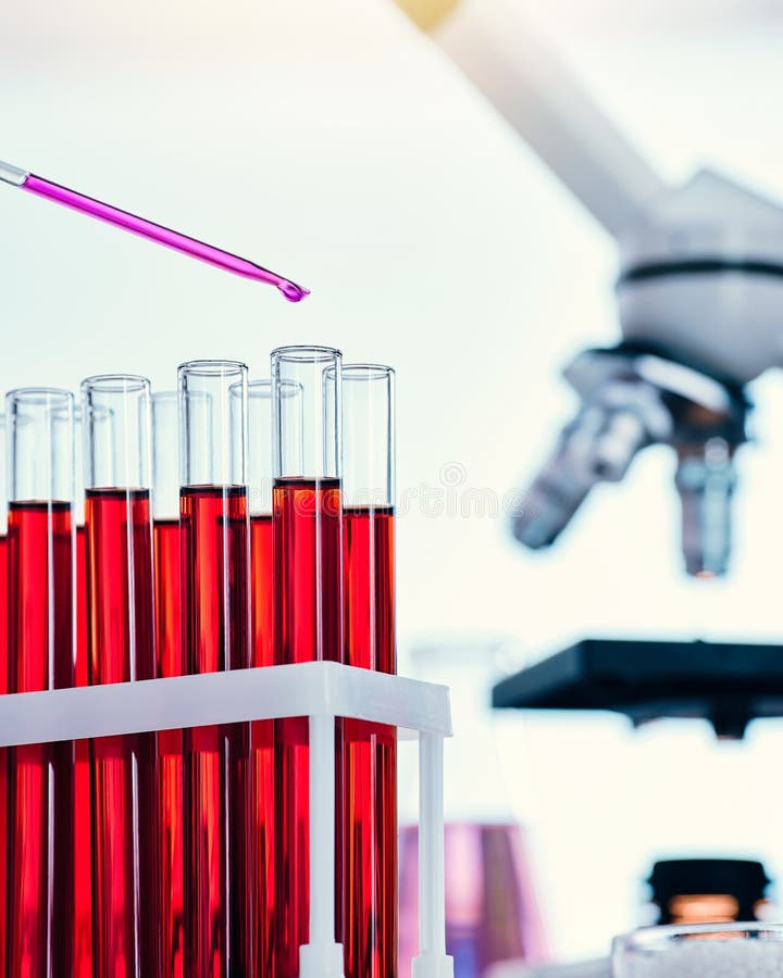 Vertical Closeup of a Chemist or Laboratory Assistant Workplace Stock ...