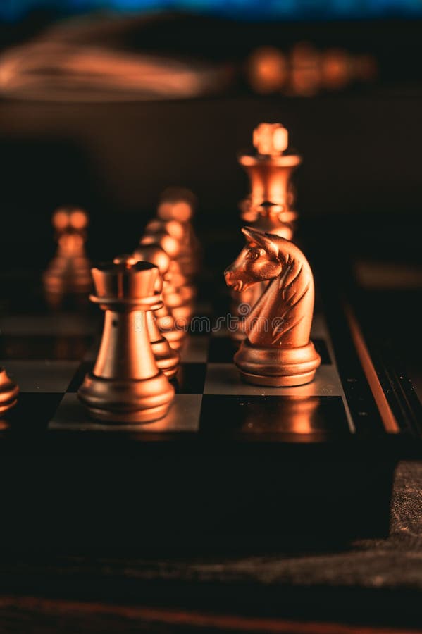 Vertical Closeup of the Chess Pieces on the Board. Stock Image - Image ...